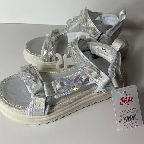 Justice | Shoes | Justice Girls White Iridescent Strappy Platform ...